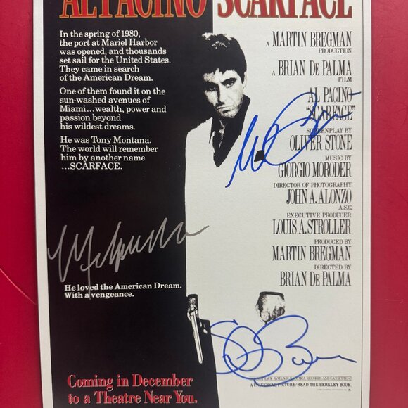 Wall Decor | Hand Signed Scarface Movie Poster By 3 Cast Authenticated ...